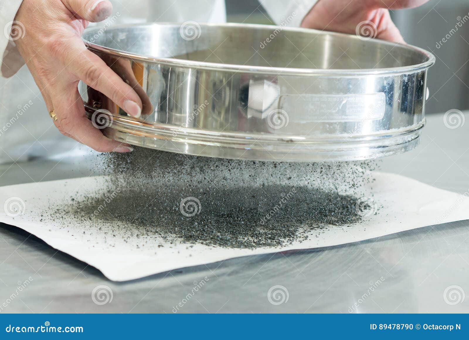 On Site Road Testing Laboratory. .Placing Sample of Gravel into a Stock ...