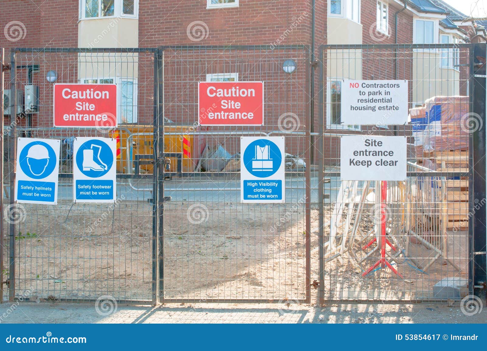 Site Safety Signs Construction Site Stock Photo - Image: 53854617