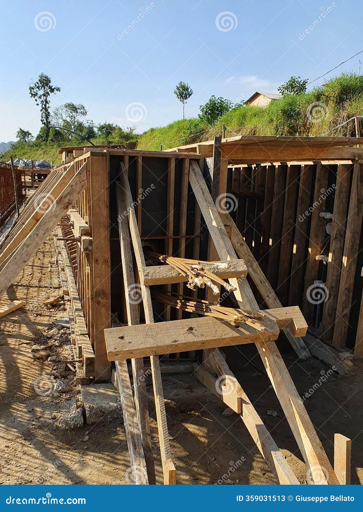 On-site Timber Construction Structure Stock Image - Image of industry ...