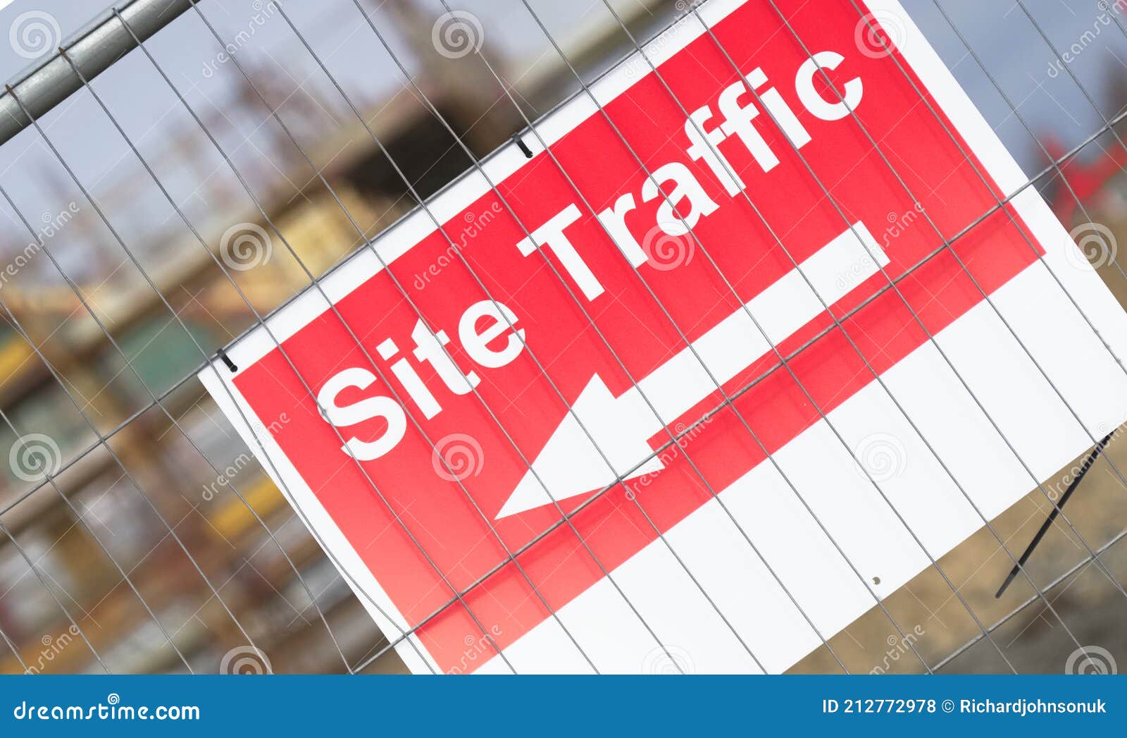 Site Traffic Direction Sign at Construction Site Entrance Stock Photo ...