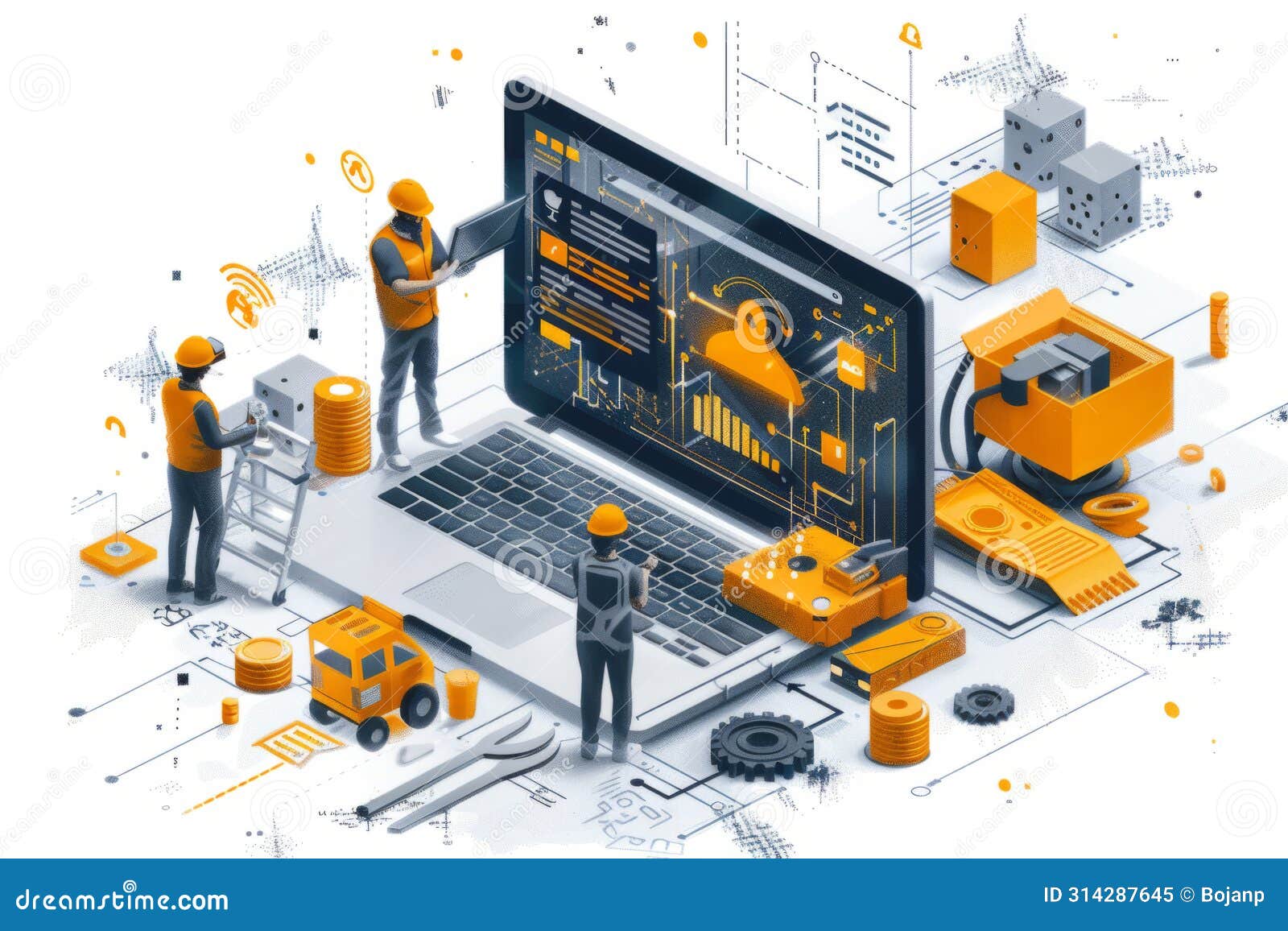 Site Under Construction, Work in Progress Illustration Stock ...