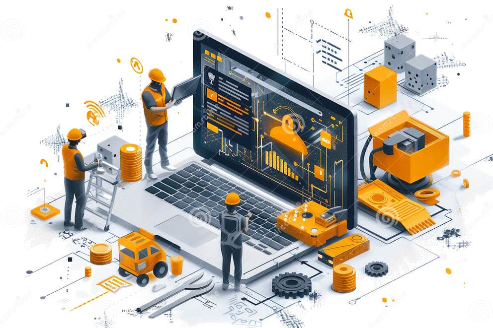 Site Under Construction, Work in Progress Illustration Stock Illustration - Illustration of ...