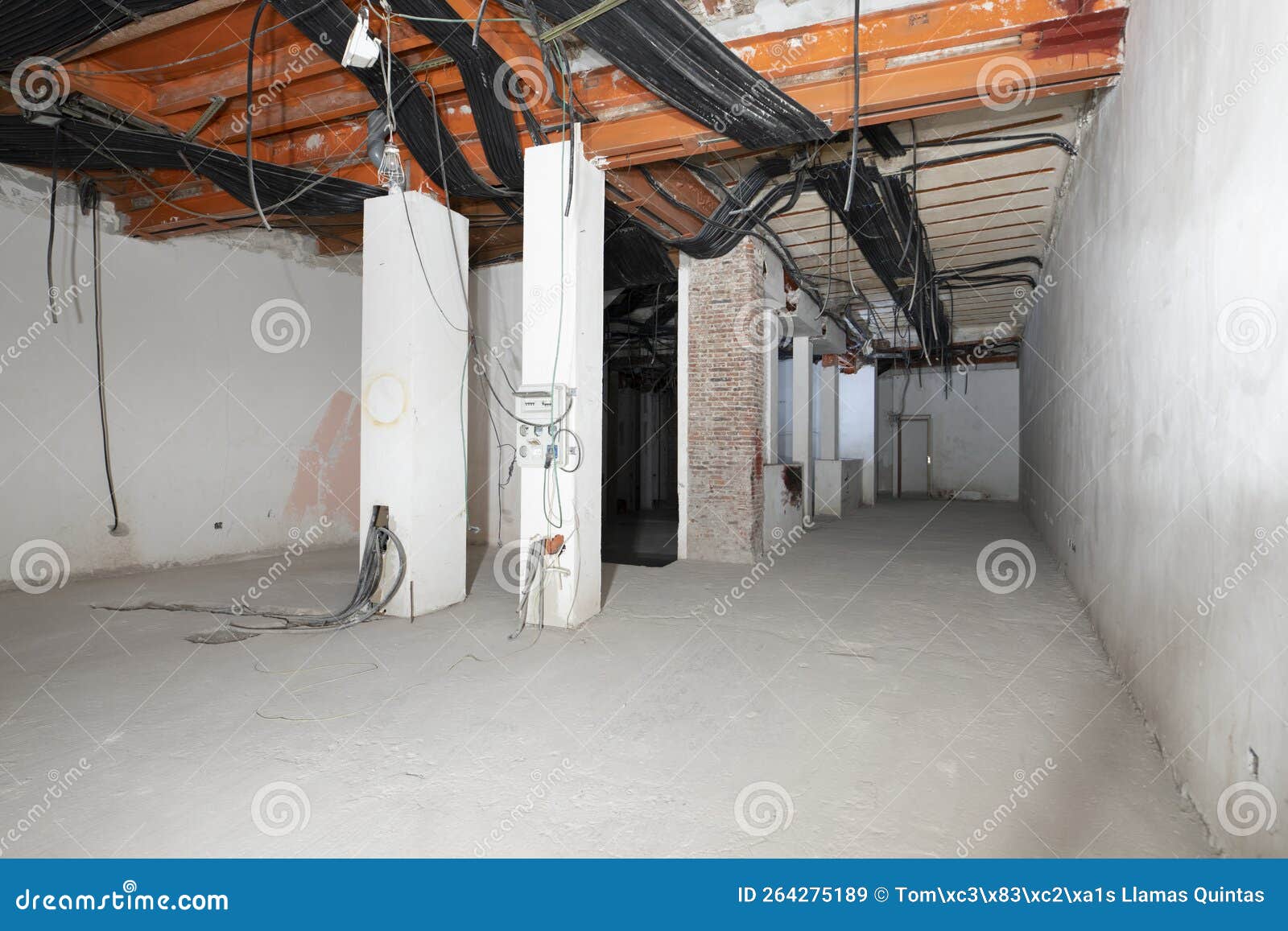 Site Under Construction with Metal Beams and Corrugated Plastic Tubes ...