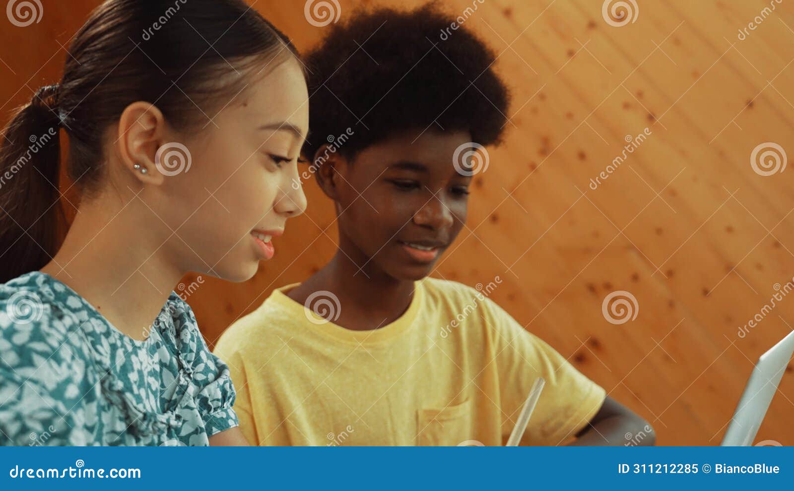 Site View of African Boy and Girl Working Together To Code Prompt ...