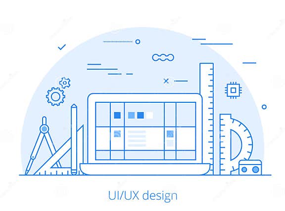 Site Web Plat De Design De L'interface De Lineart UI/UX Illustration de ...
