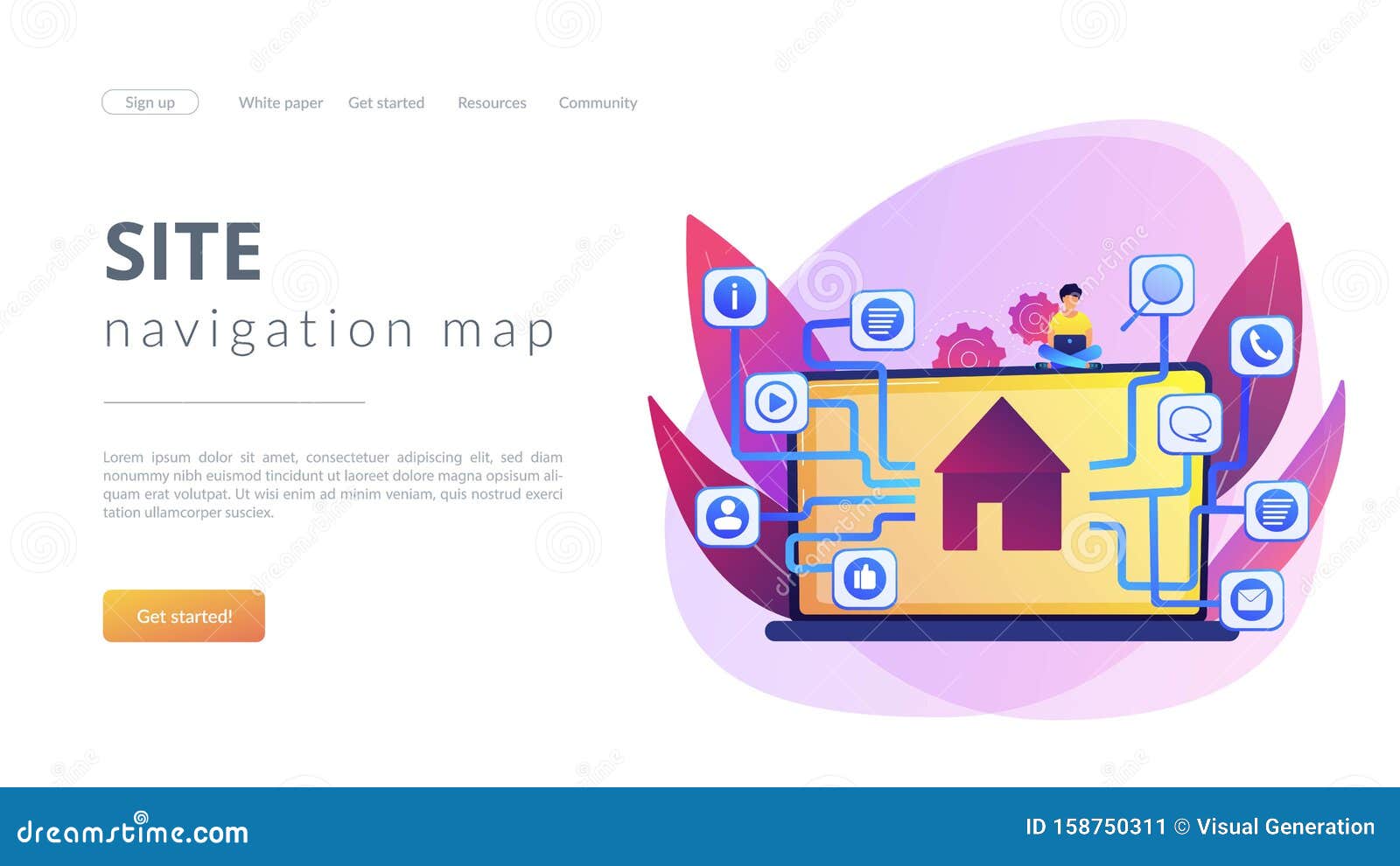 Sitemap Creation Concept Landing Page Stock Vector - Illustration of ...