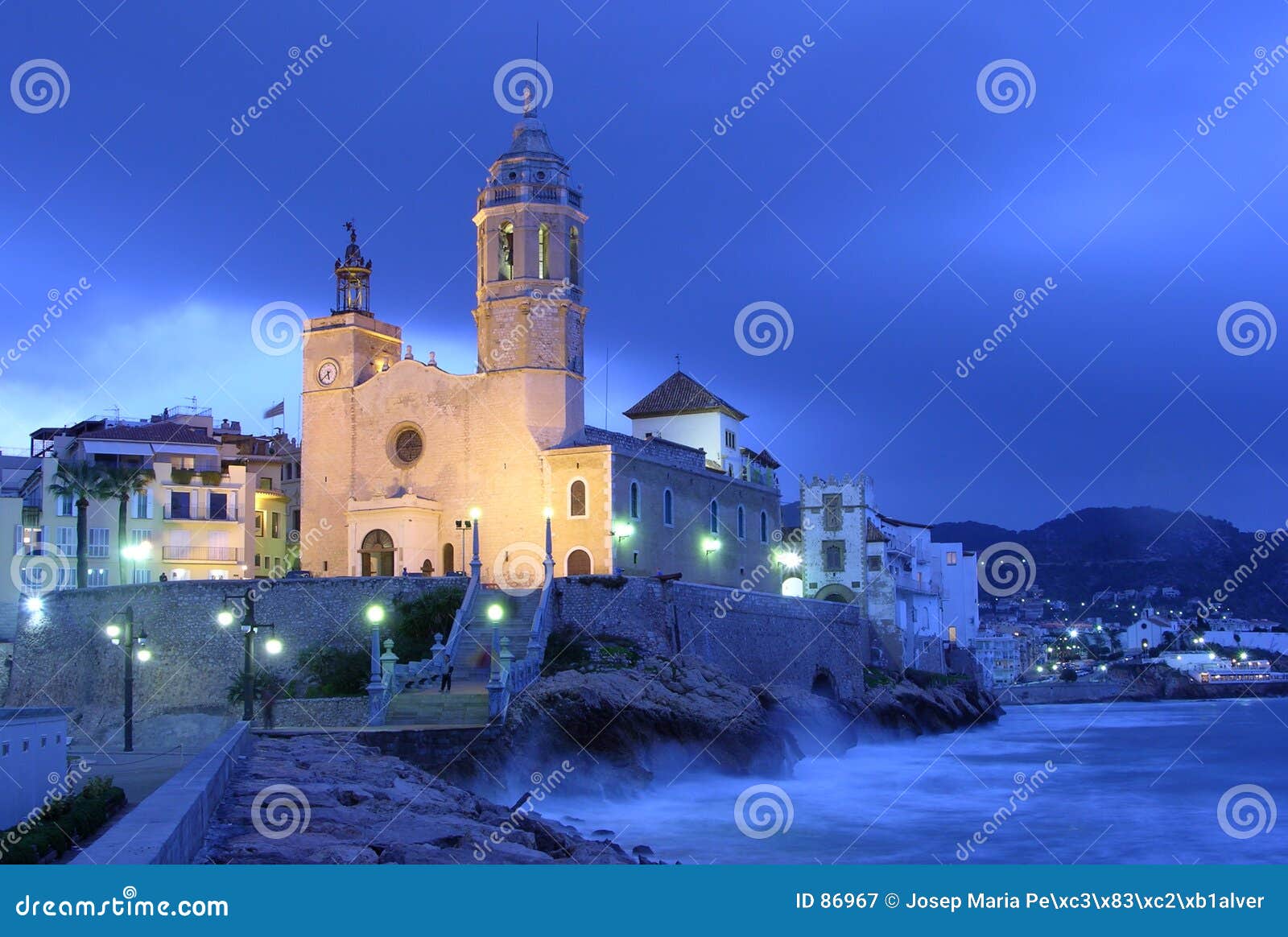 Sitges church stock image. Image of twilight, nightshot - 86967