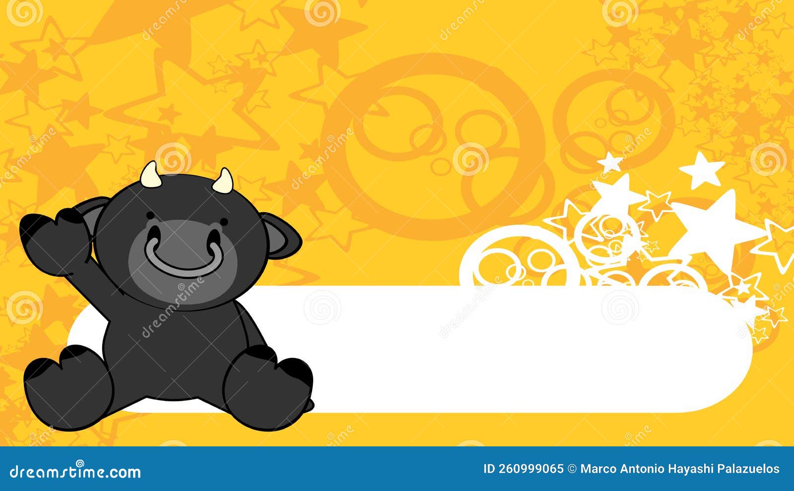 Sitting Baby Bull Chibi Cartoon Illustration Background in Vector ...