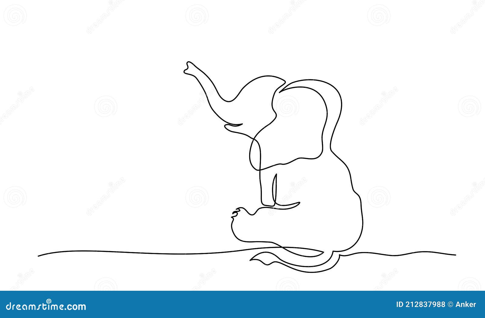 Elephant Continuous One Line Drawings Set Vector Illustration ...