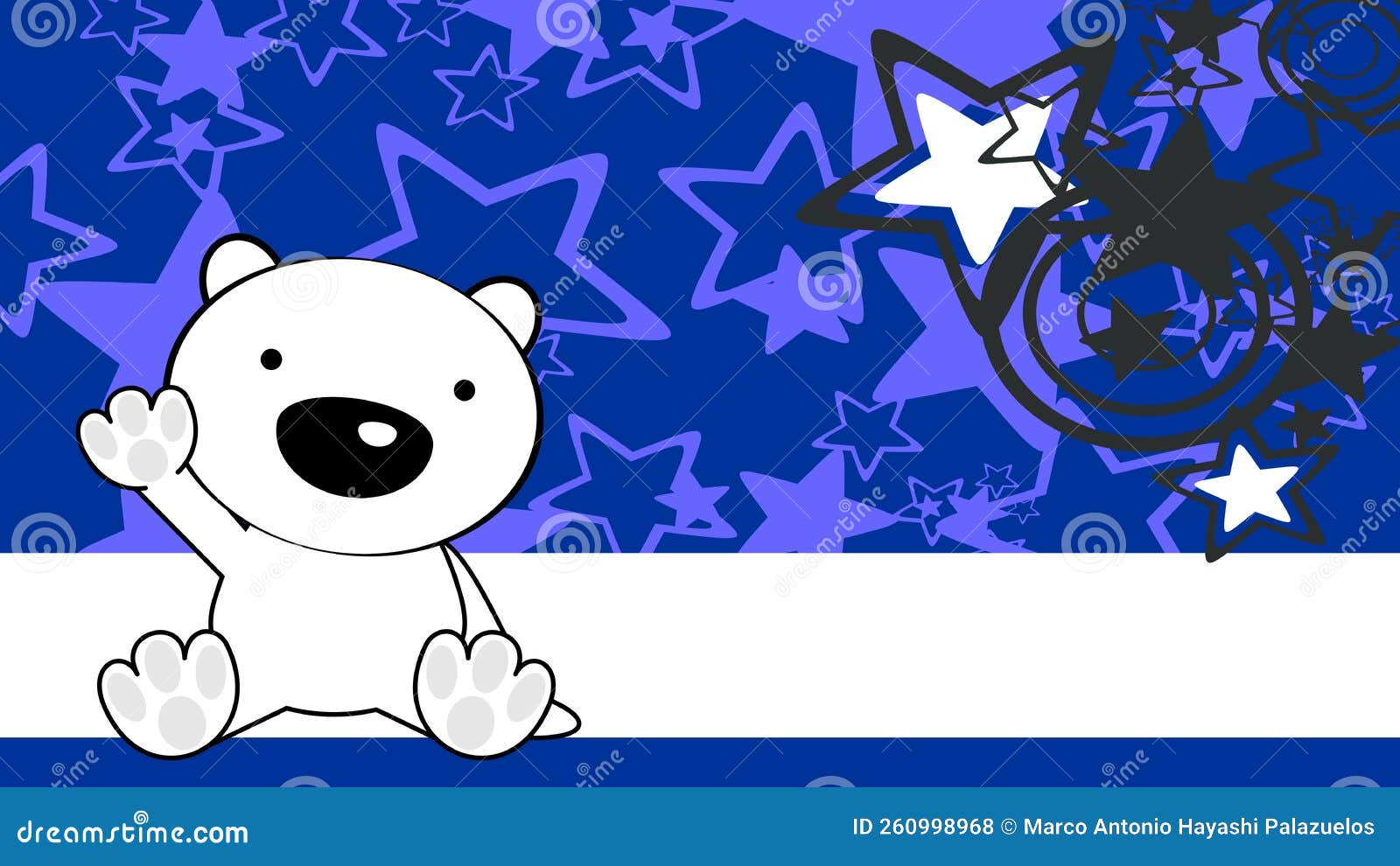 Sitting Baby Polar Teddy Bear Chibi Cartoon Illustration Background in ...