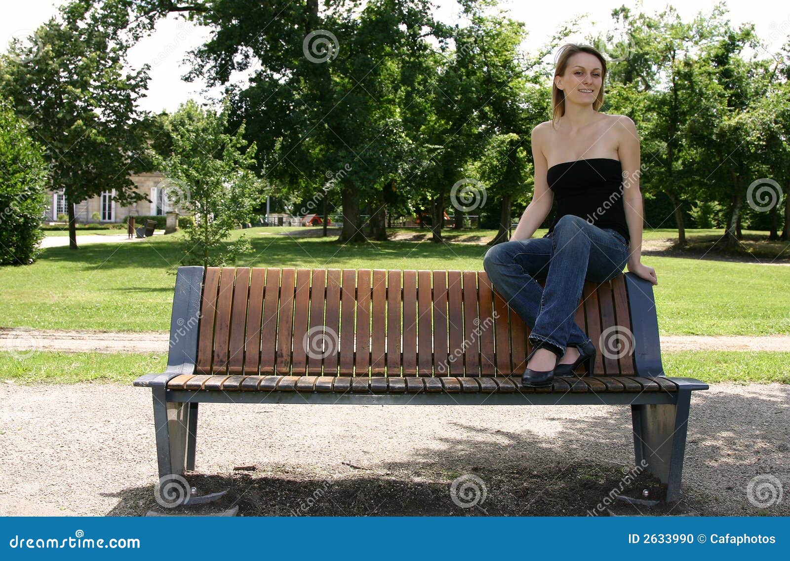 Sitting on a bench stock photo. Image of beauty, caucasian - 2633990