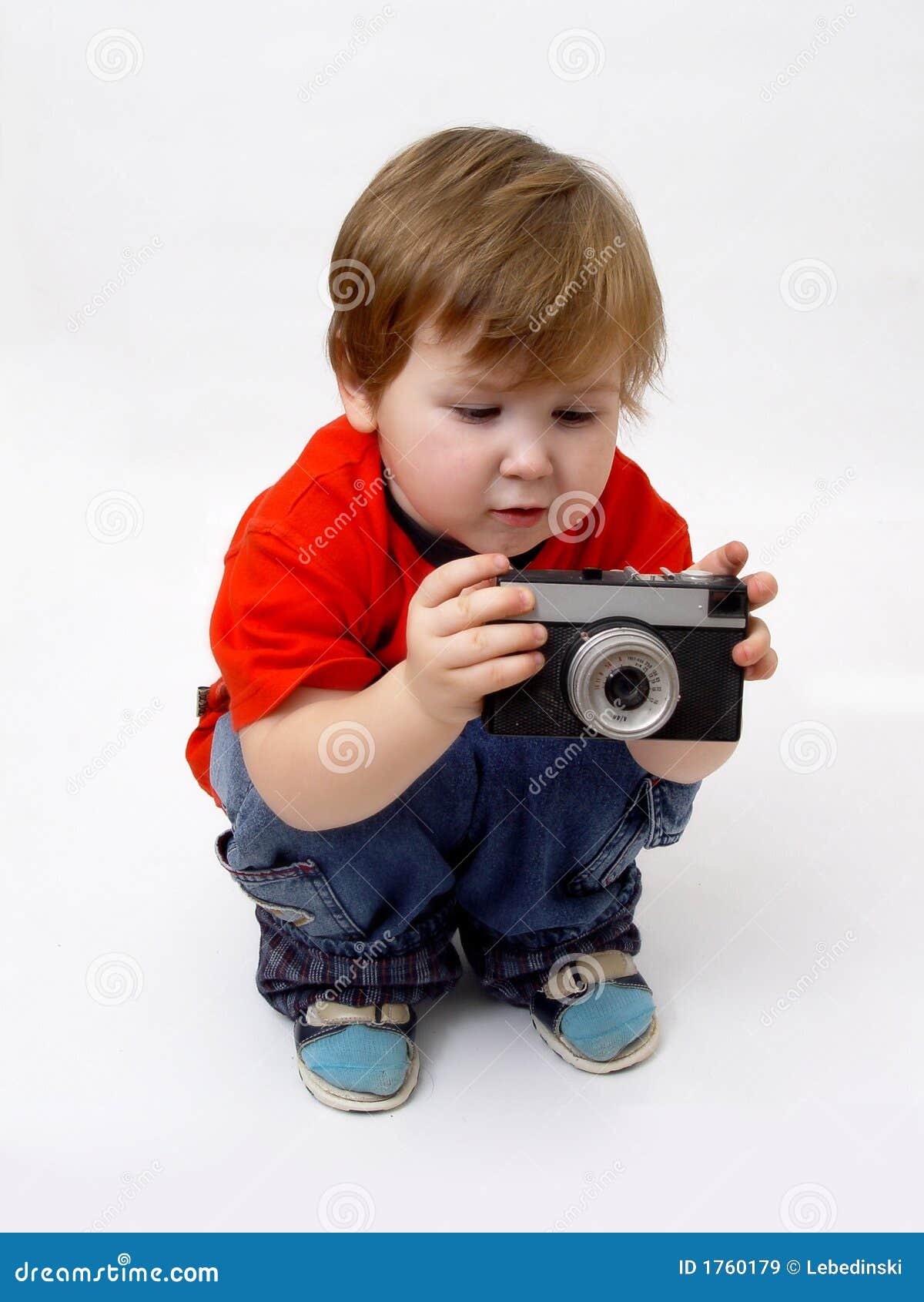 Sitting Boy and Photo Camera Stock Image - Image of occupation, male ...