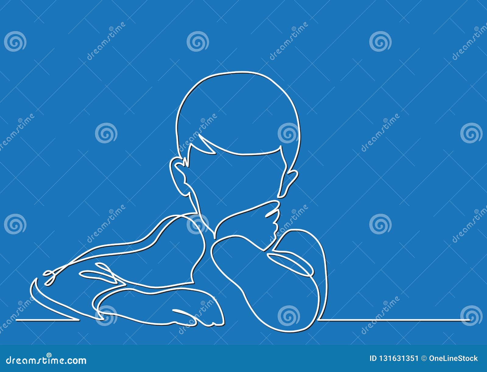 Thinking Man - Continuous Line Drawing Cartoon Vector | CartoonDealer ...