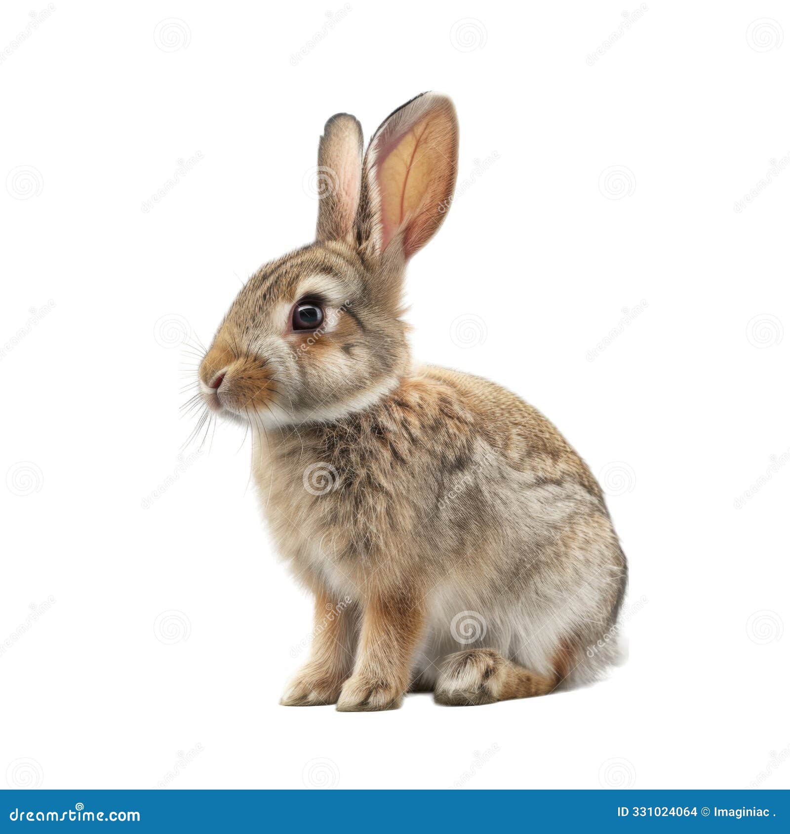 A Sitting Brown Rabbit with Long Ears Stock Illustration - Illustration ...
