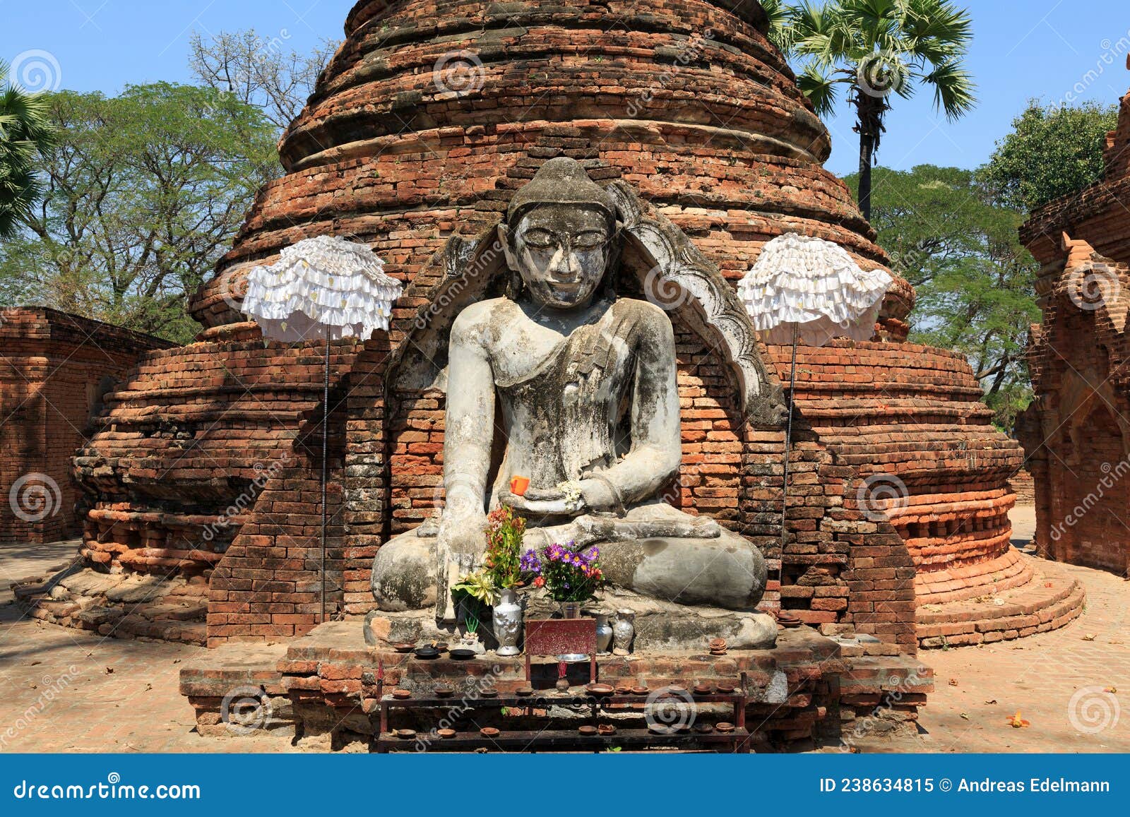 Sitting Buddha in Front of a Shrine Stock Image - Image of buddha ...