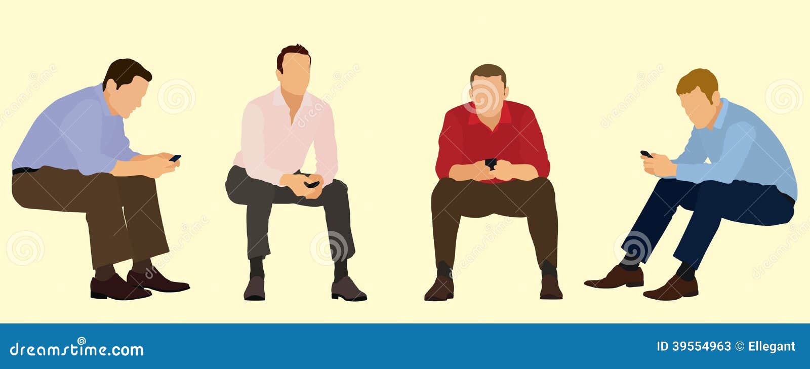 Sitting Businessmen Using Mobile Phones Stock Vector - Illustration of ...