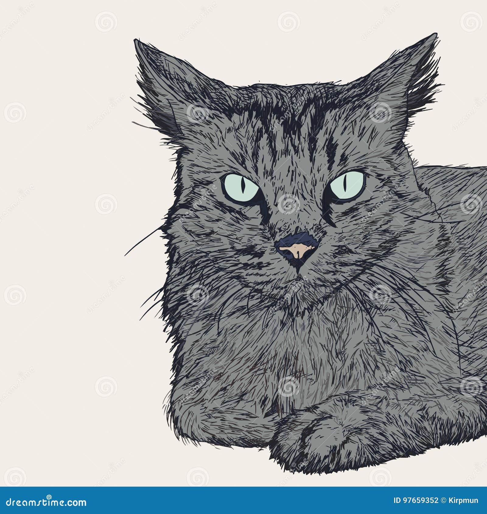 Sitting Cat , Hand Draw Sketch Vector. Stock Vector - Illustration of ...