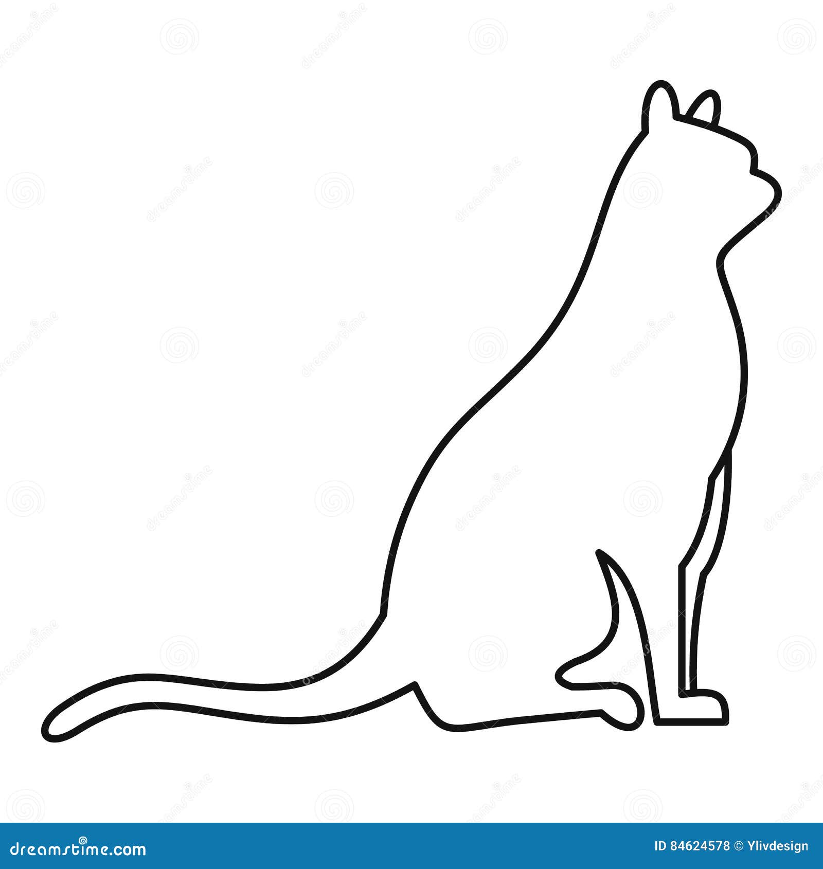Sitting Cat Icon, Outline Style Stock Vector - Illustration of funny ...