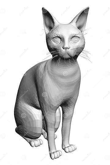 Sitting Cat Model Isolated on White Background. 3D Stock Vector ...