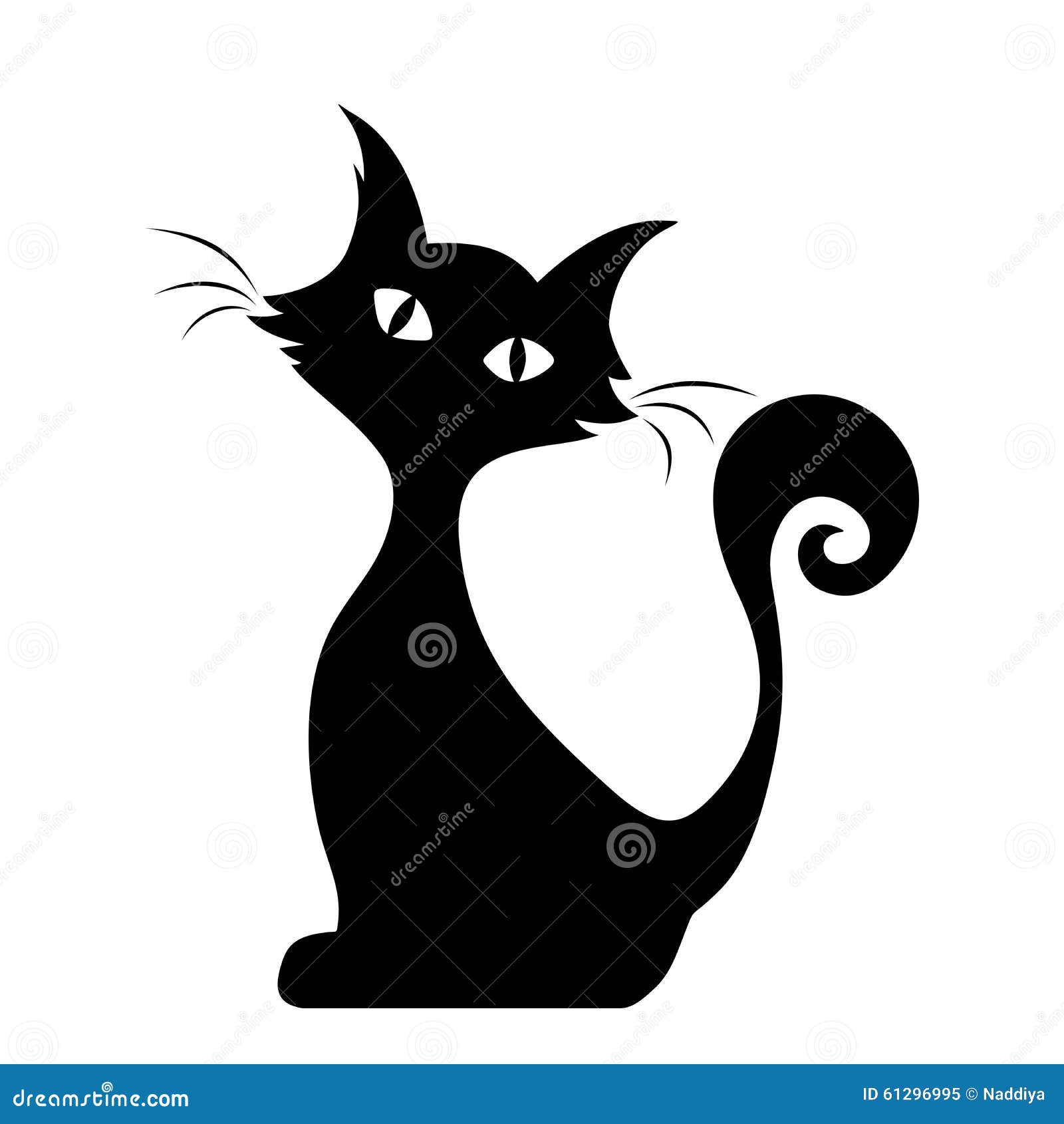 Sitting Cat. Vector Black Silhouette. Stock Vector - Image: 61296995