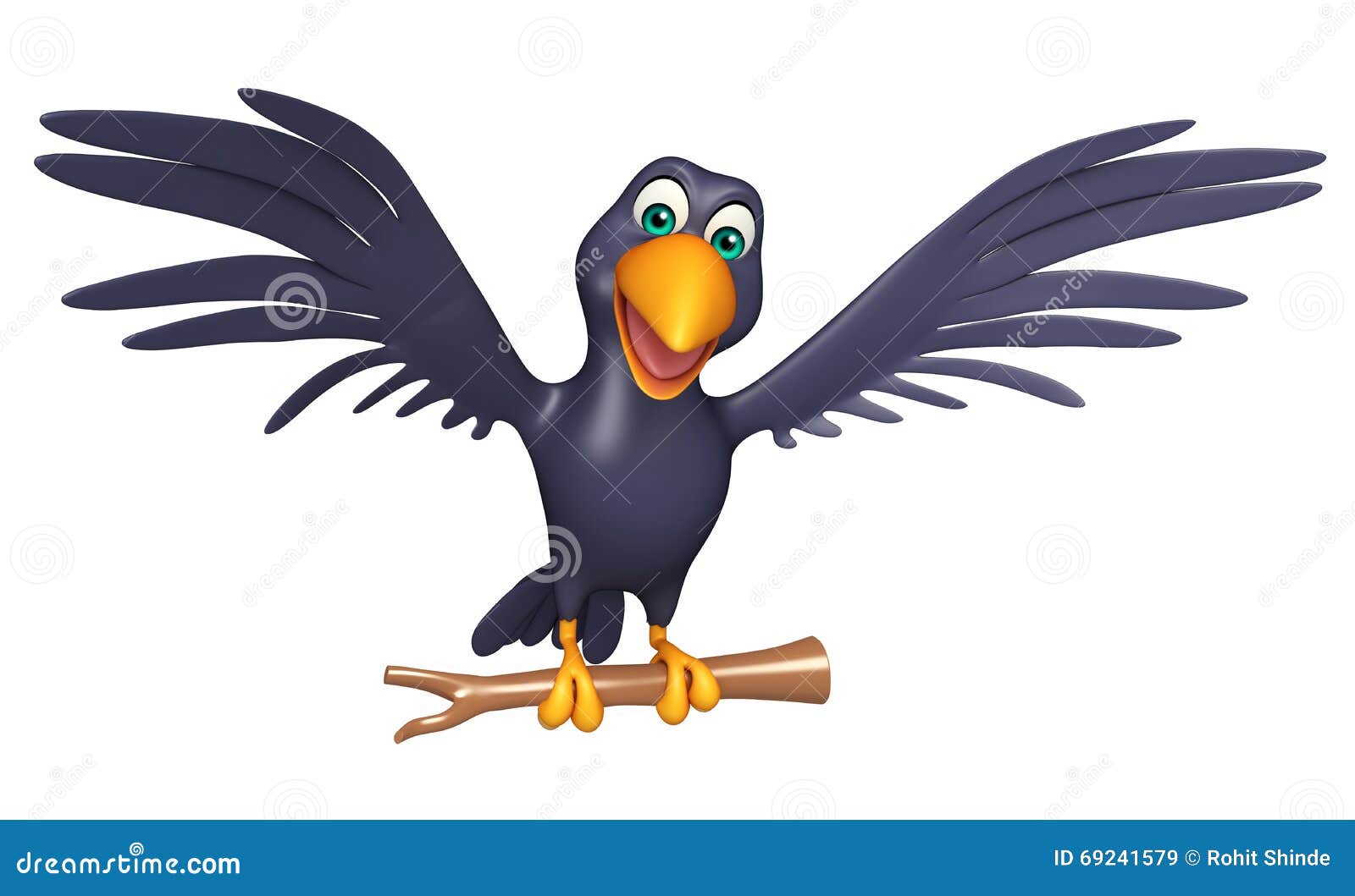 Sitting Crow Cartoon Character Stock Illustration - Illustration of ...