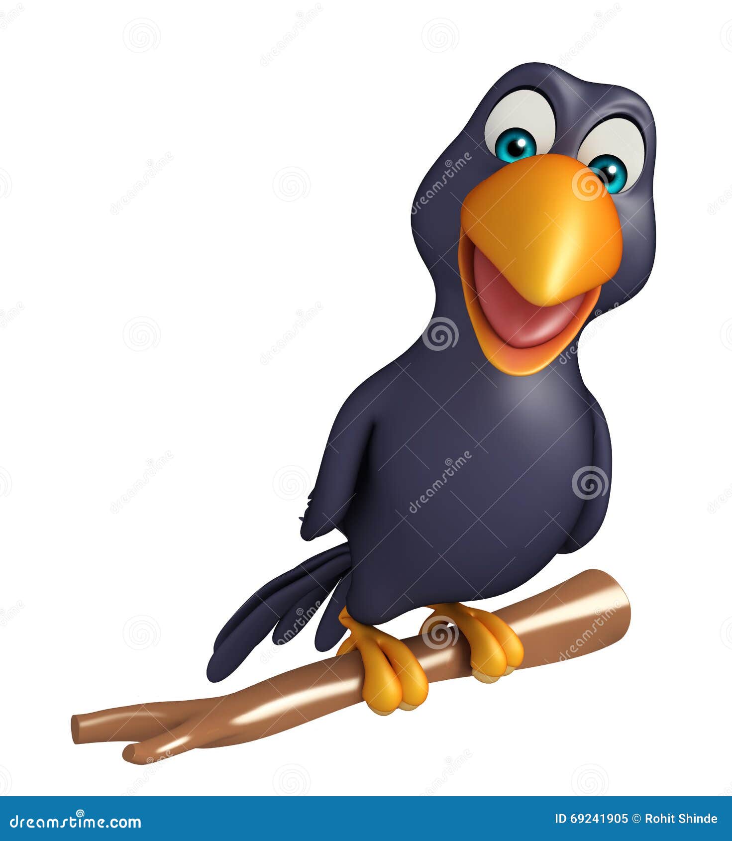 Sitting Crow Cartoon Character Stock Illustration - Illustration of ...