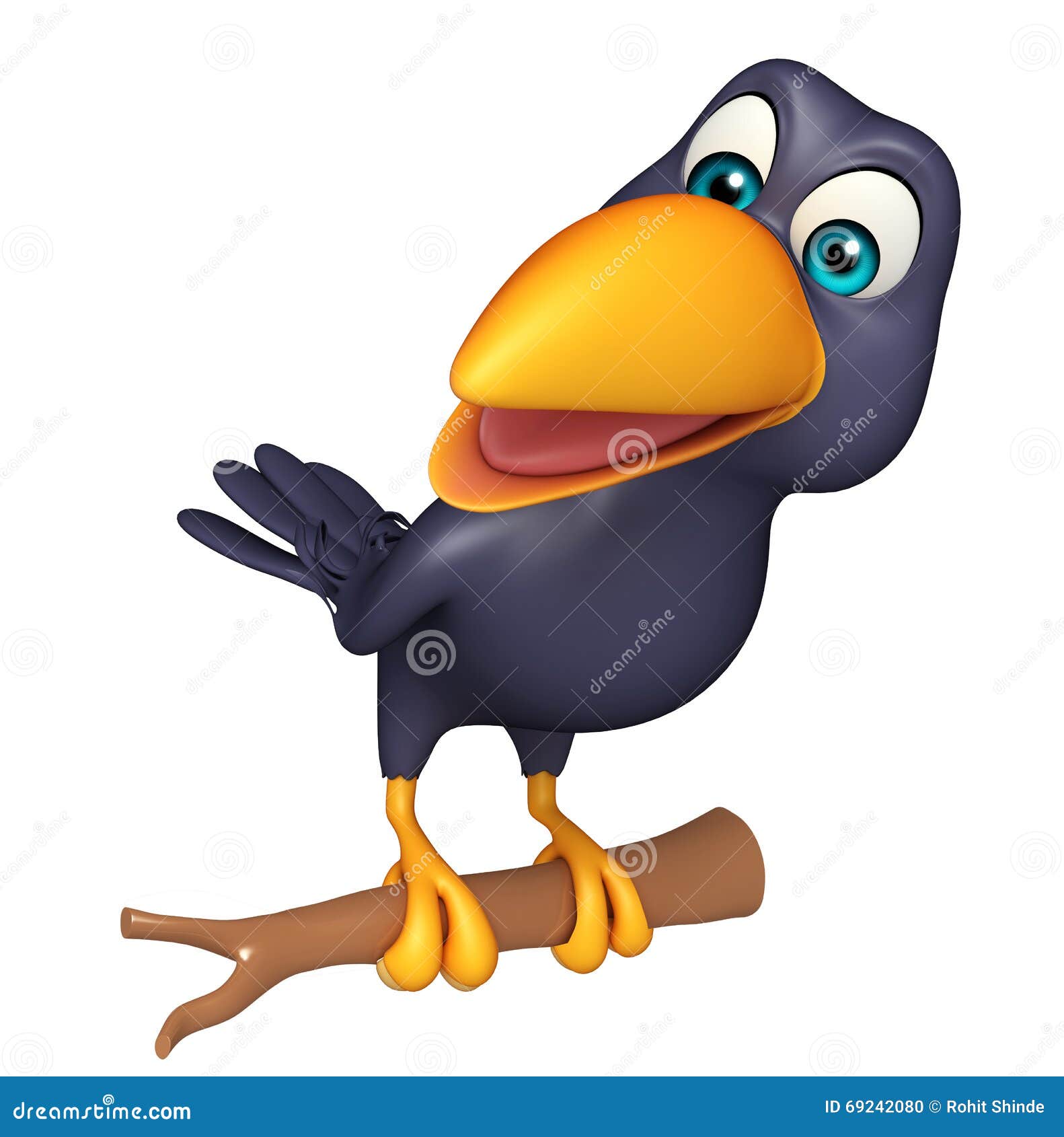 Sitting Crow Cartoon Character Stock Illustration - Illustration of ...
