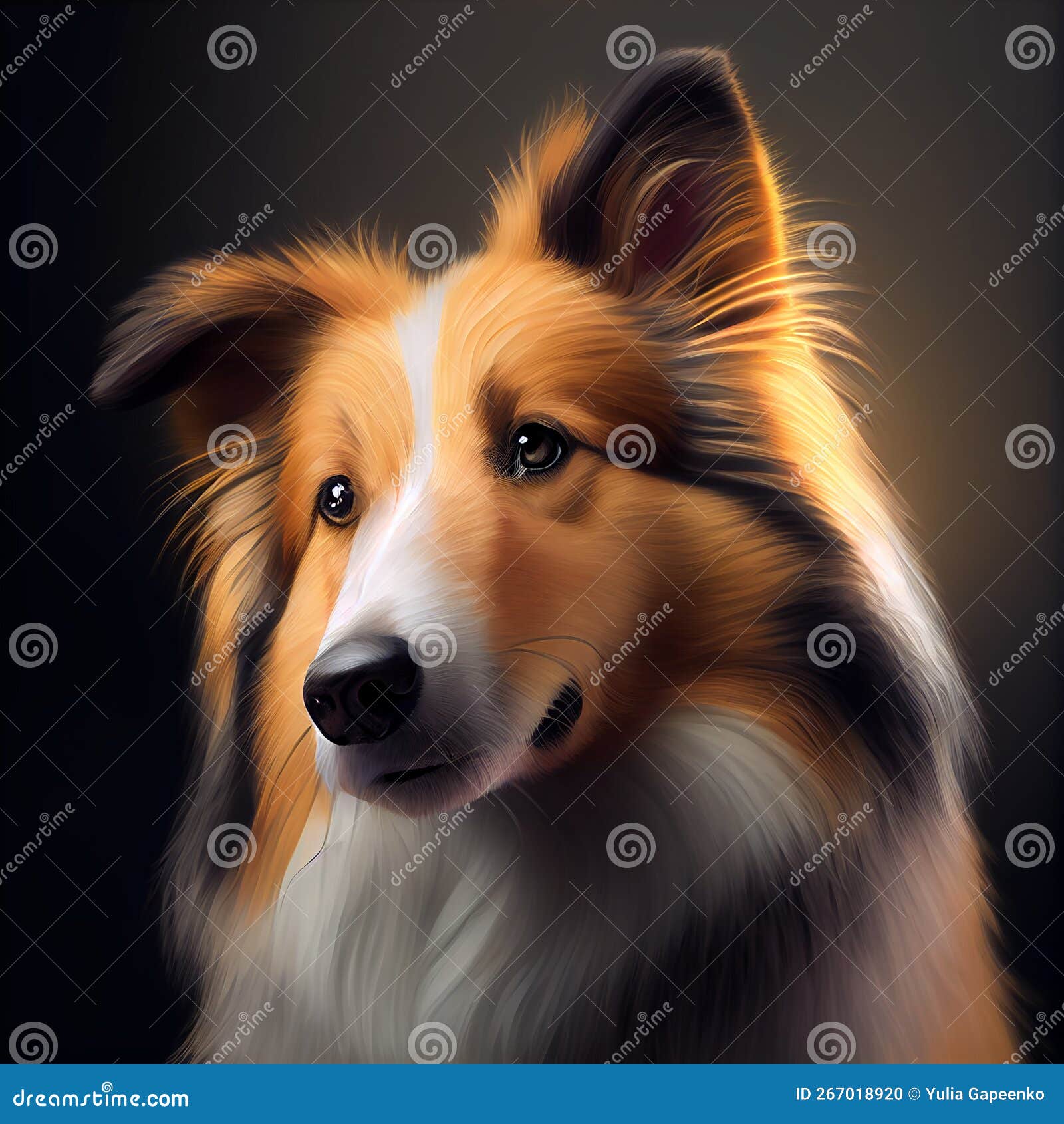 Sitting Cute Collie Dog. Illustration Generative AI Stock Illustration ...