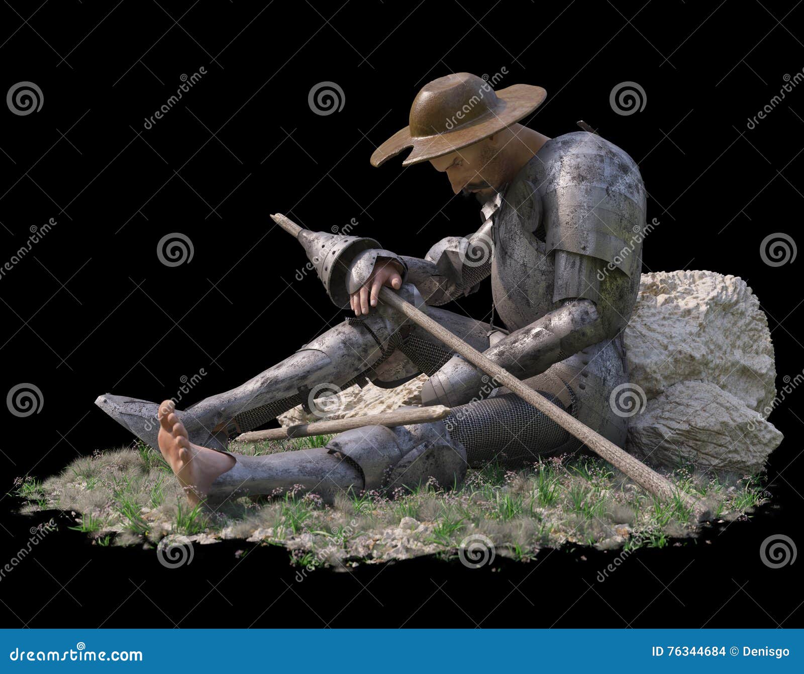 Don Quixote In Armor. Vector Illustration On White Background ...
