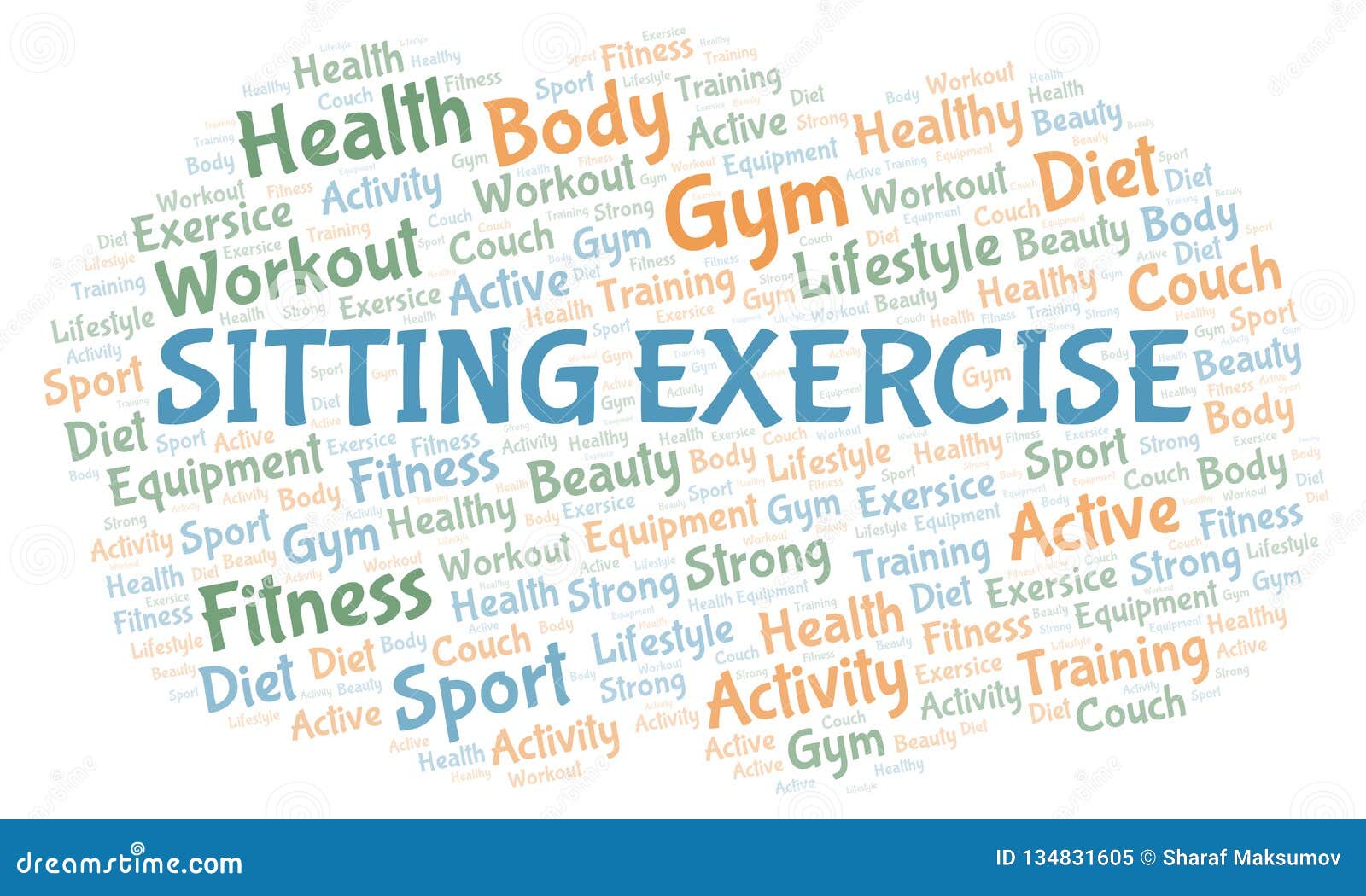 Sitting Exercise Word Cloud Stock Illustration - Illustration of active ...