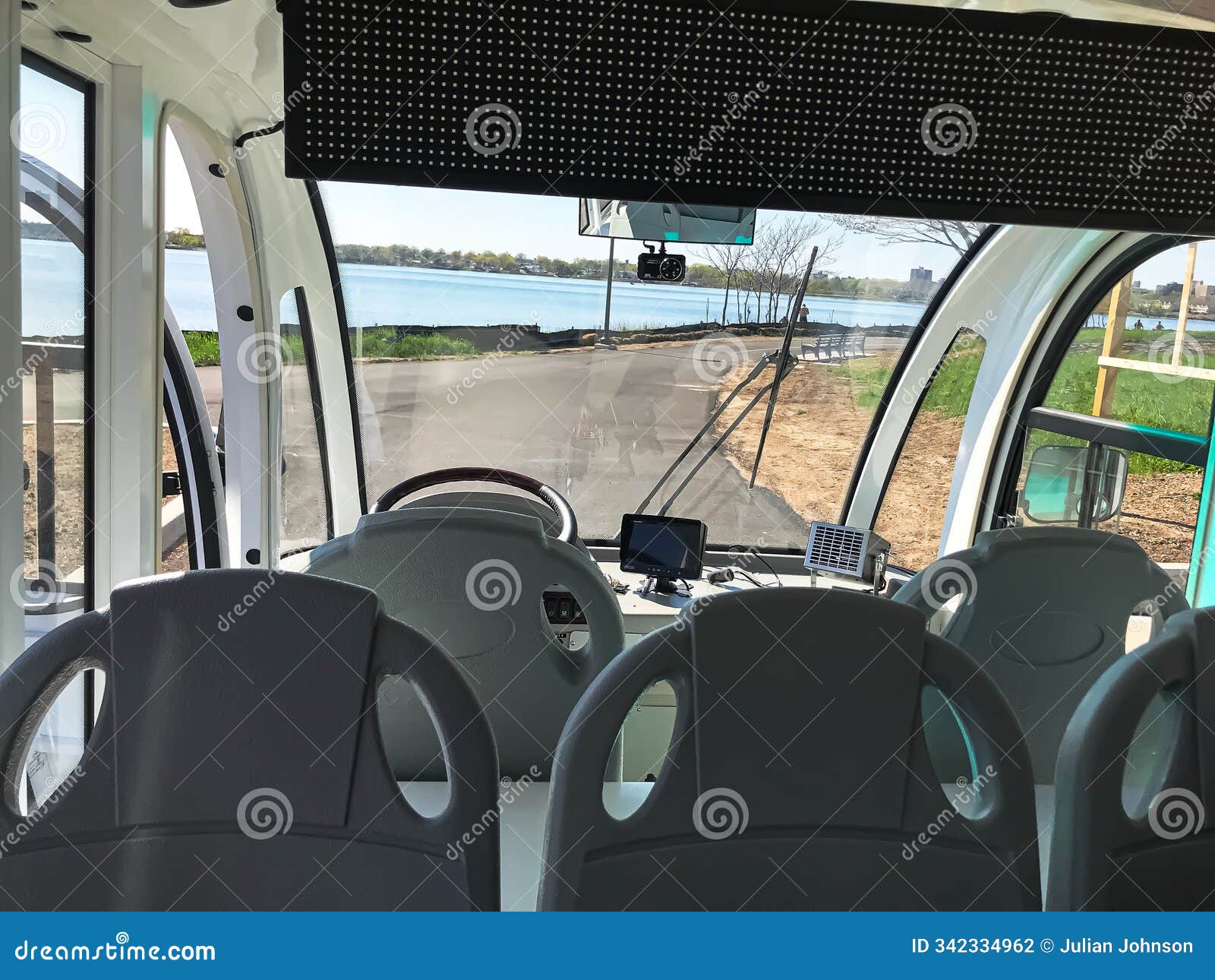 The Interior of a Shuttle Bus. Stock Photo - Image of forward, interior ...