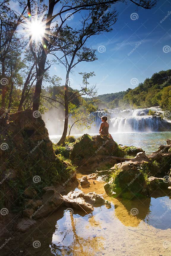 Sitting at the falls stock image. Image of cute, landscape - 29360135