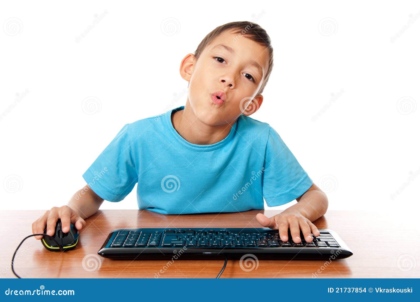 Sitting in Front of Computer Stock Photo - Image of home, little: 21737854