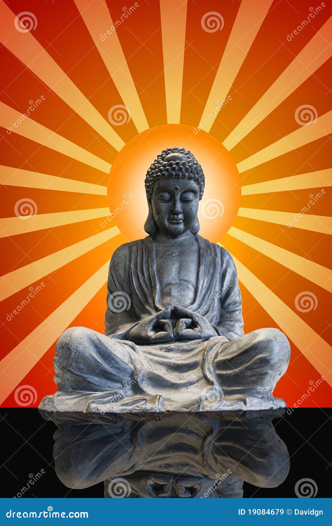 Sitting Full Body Bronze Buddha with Sun Rays Stock Image - Image of ...