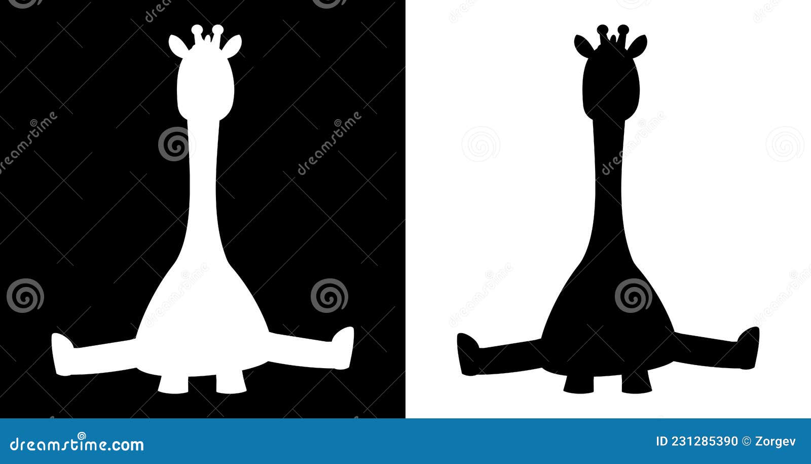 Sitting Giraffe with Shadow Form of a Color in Black and White Stock ...