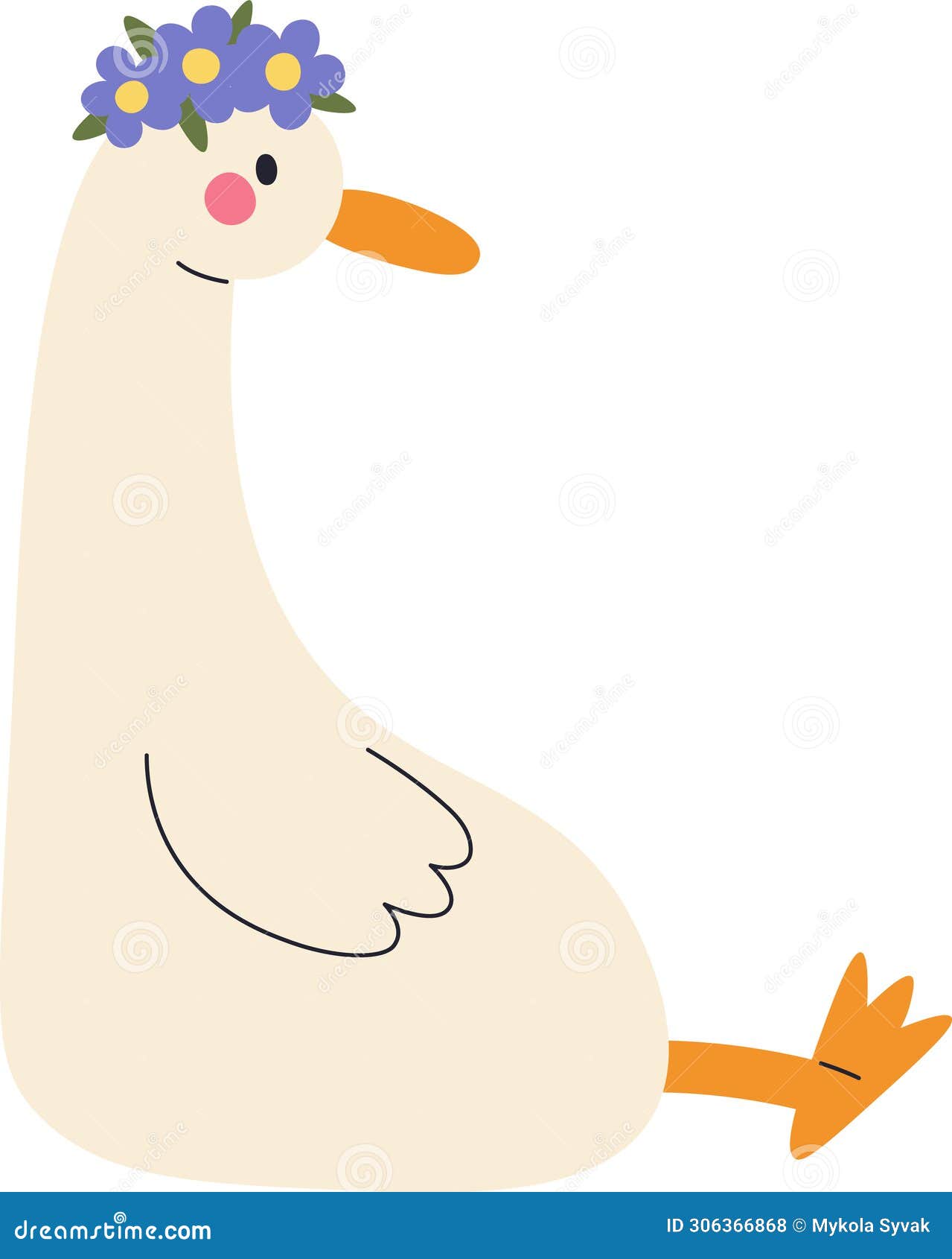 Sitting Goose with Flowers stock vector. Illustration of goose - 306366868