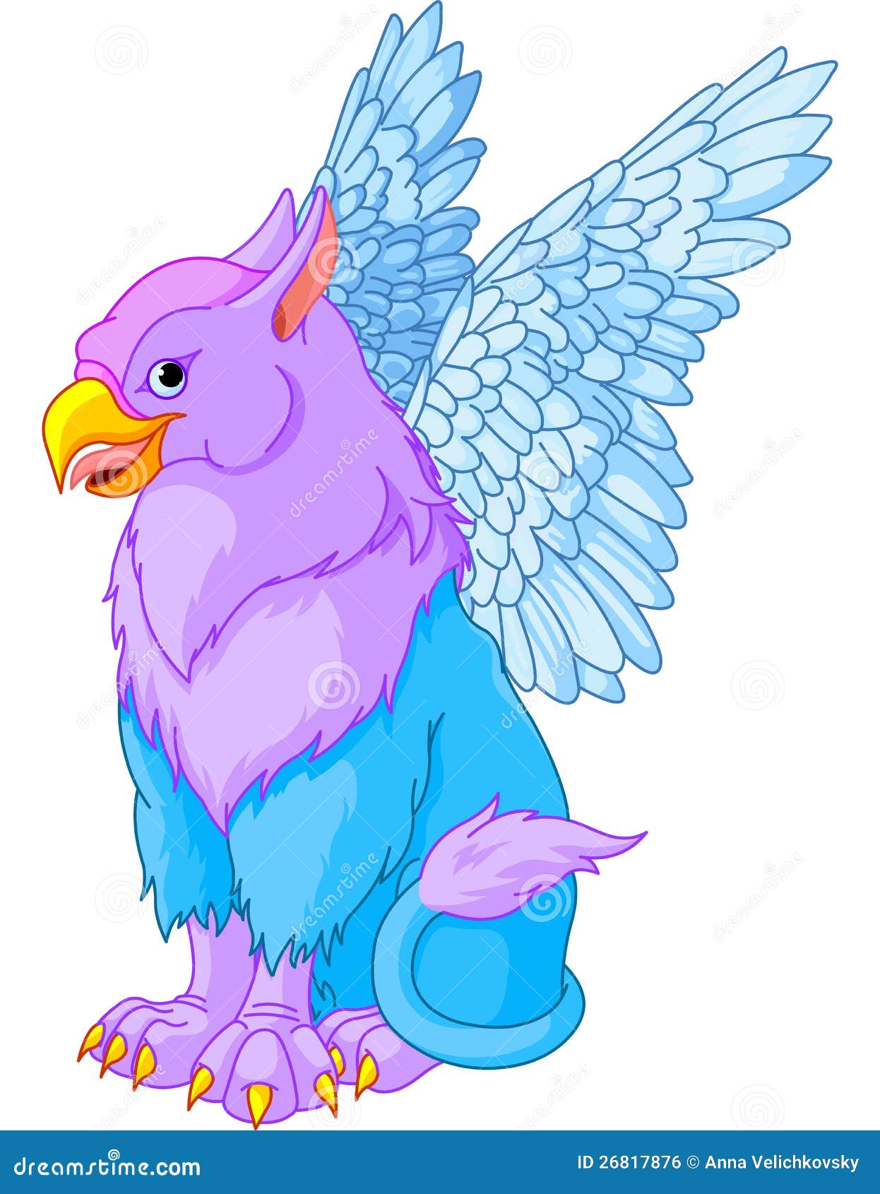 Sitting Griffin Or Griffon. Side View. Black And White. Vector ...