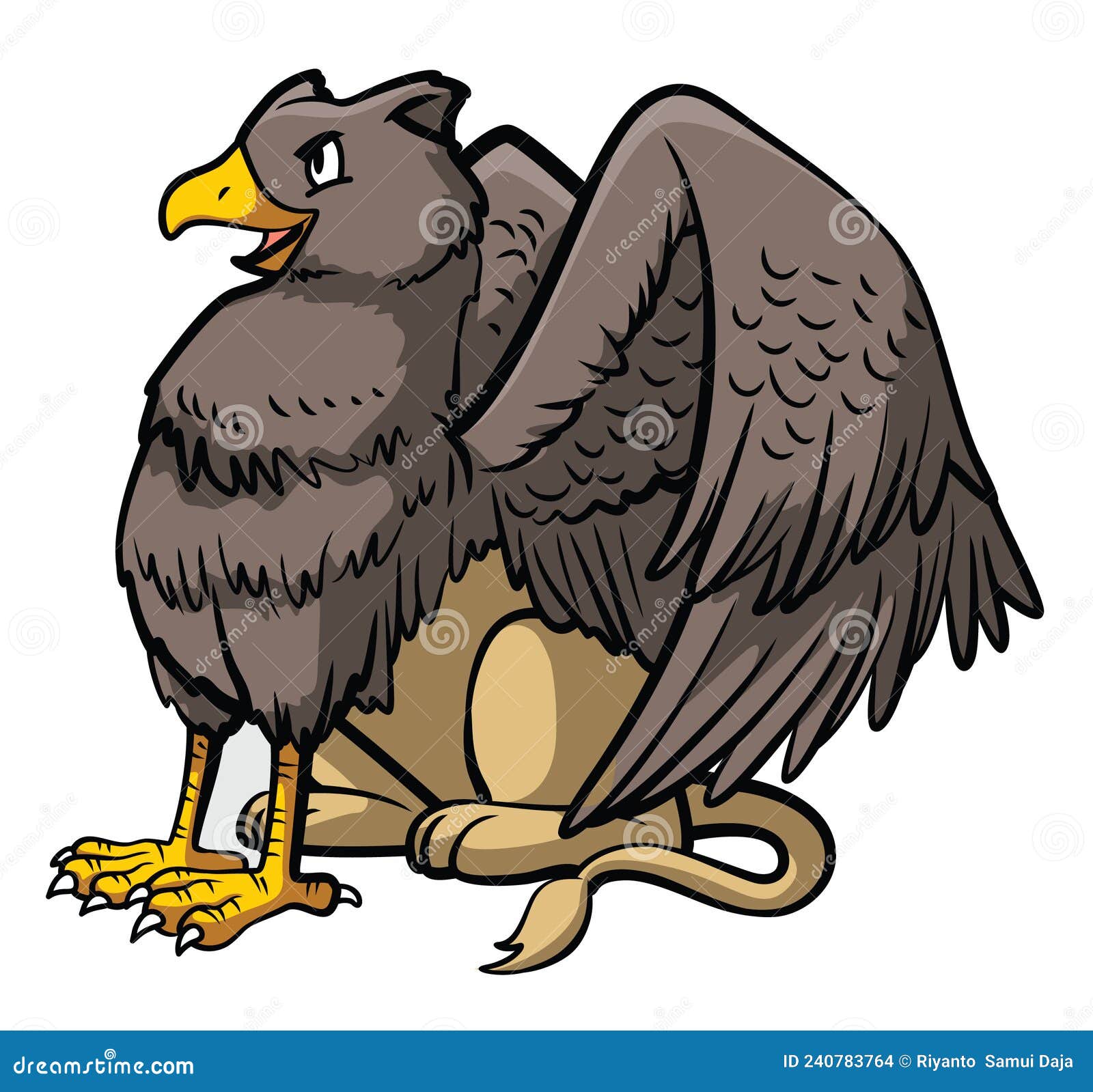 Sitting Griffin Or Griffon. Side View. Black And White. Vector ...
