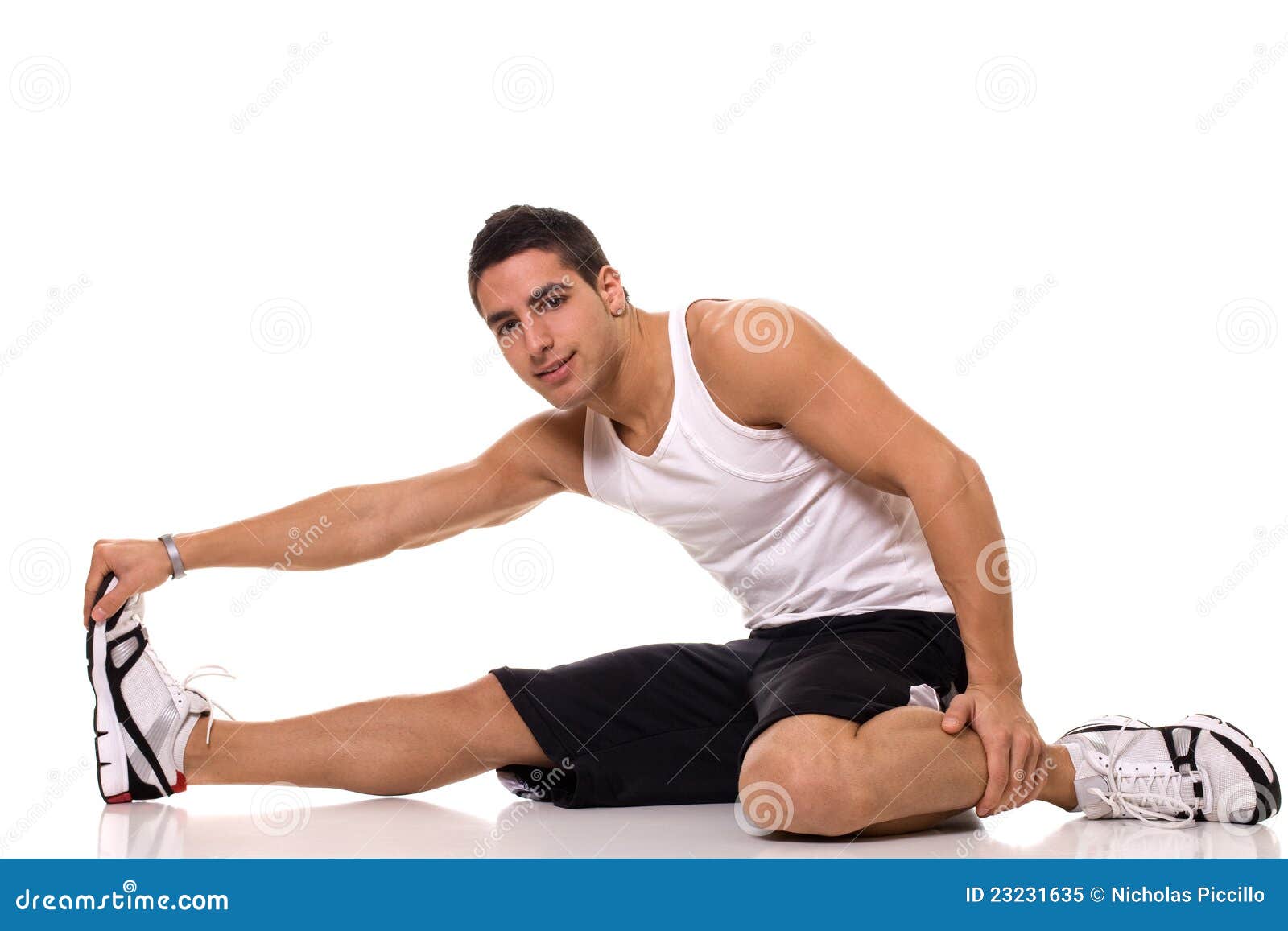 Sitting Hamstring Stretch stock image. Image of positive - 23231635