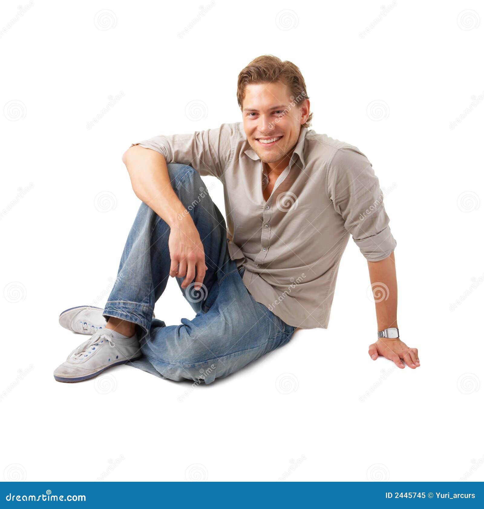 Sitting happy and relaxed stock image. Image of handsome - 2445745
