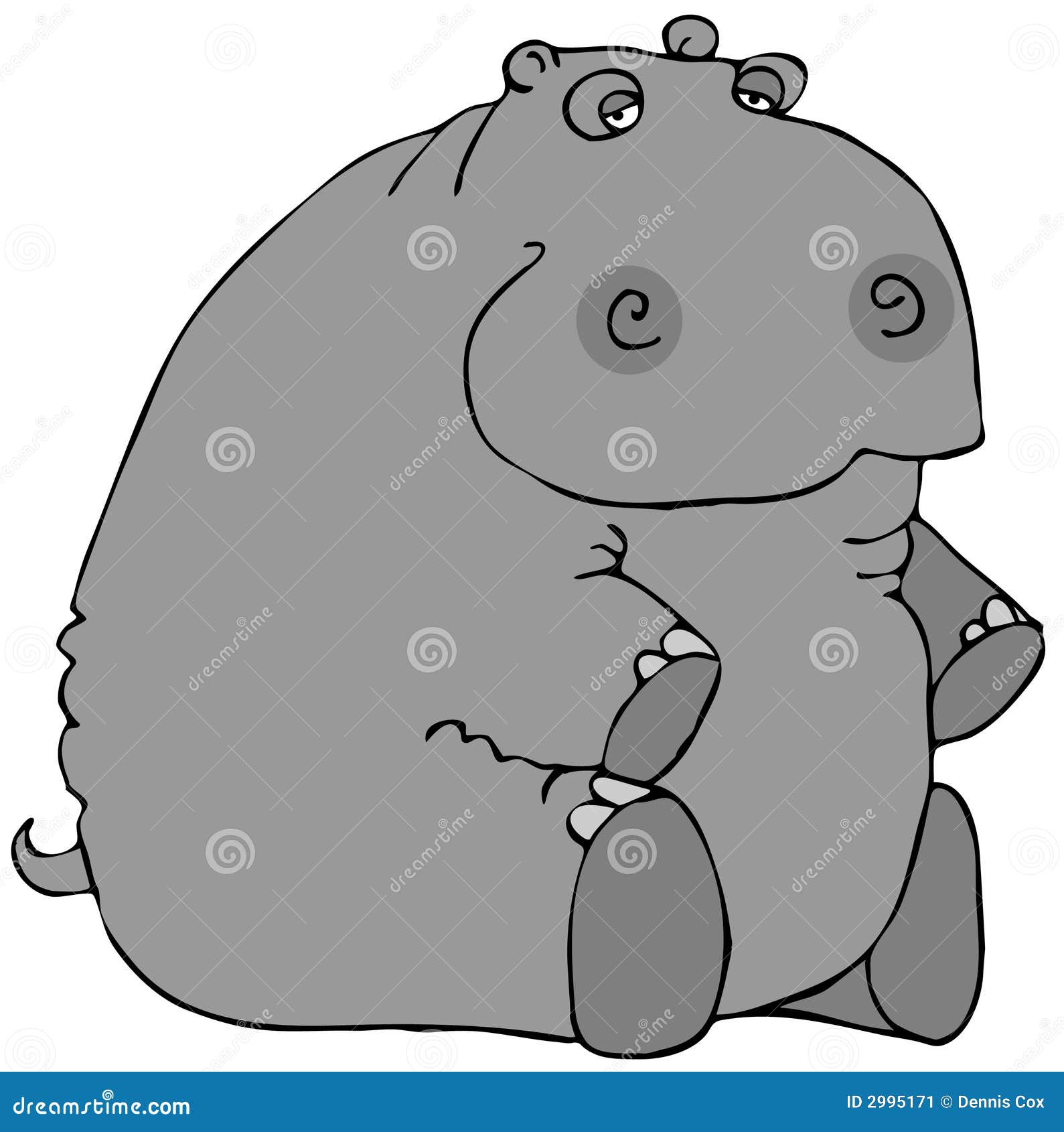 Fat Cartoon Hippo Drawing