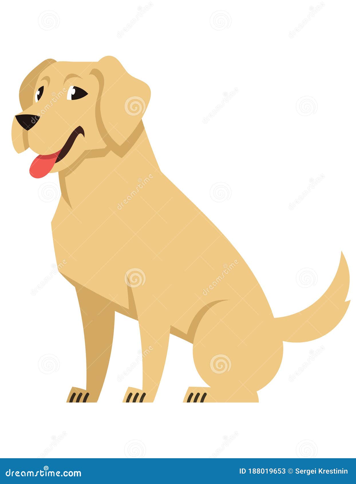 Sitting Labrador side view stock illustration. Illustration of flat ...