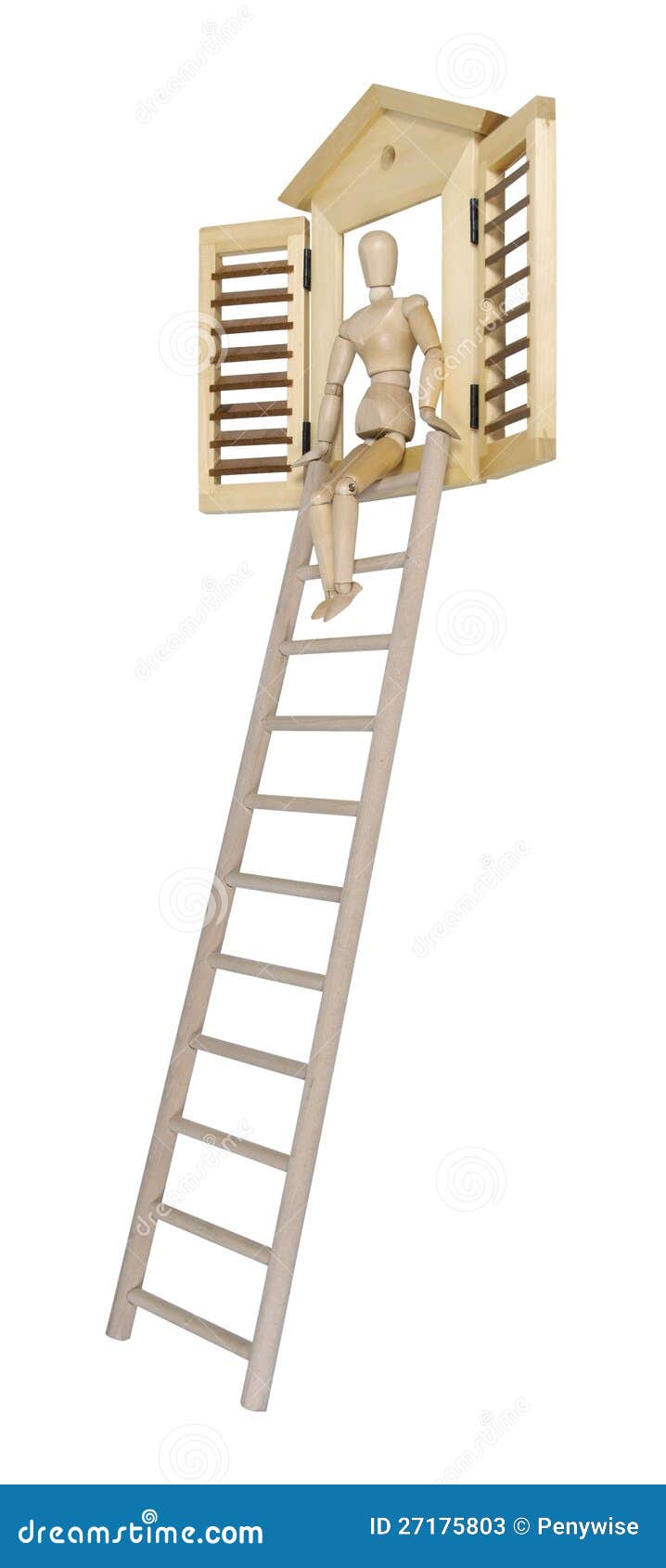 Sitting on Ladder To Shuttered Window Stock Image - Image of climb ...