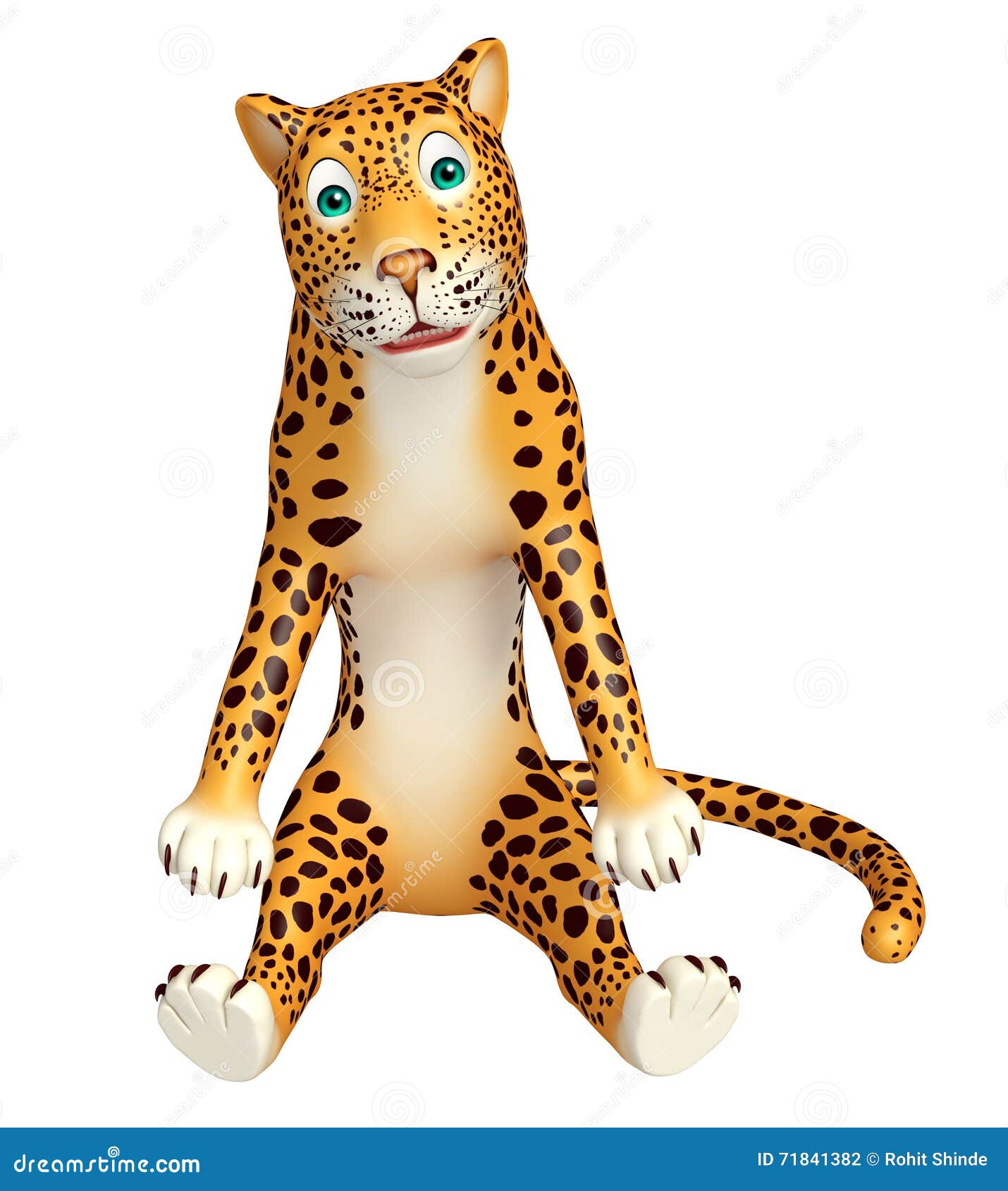 Sitting Leopard Cartoon Character Stock Illustration - Illustration of ...