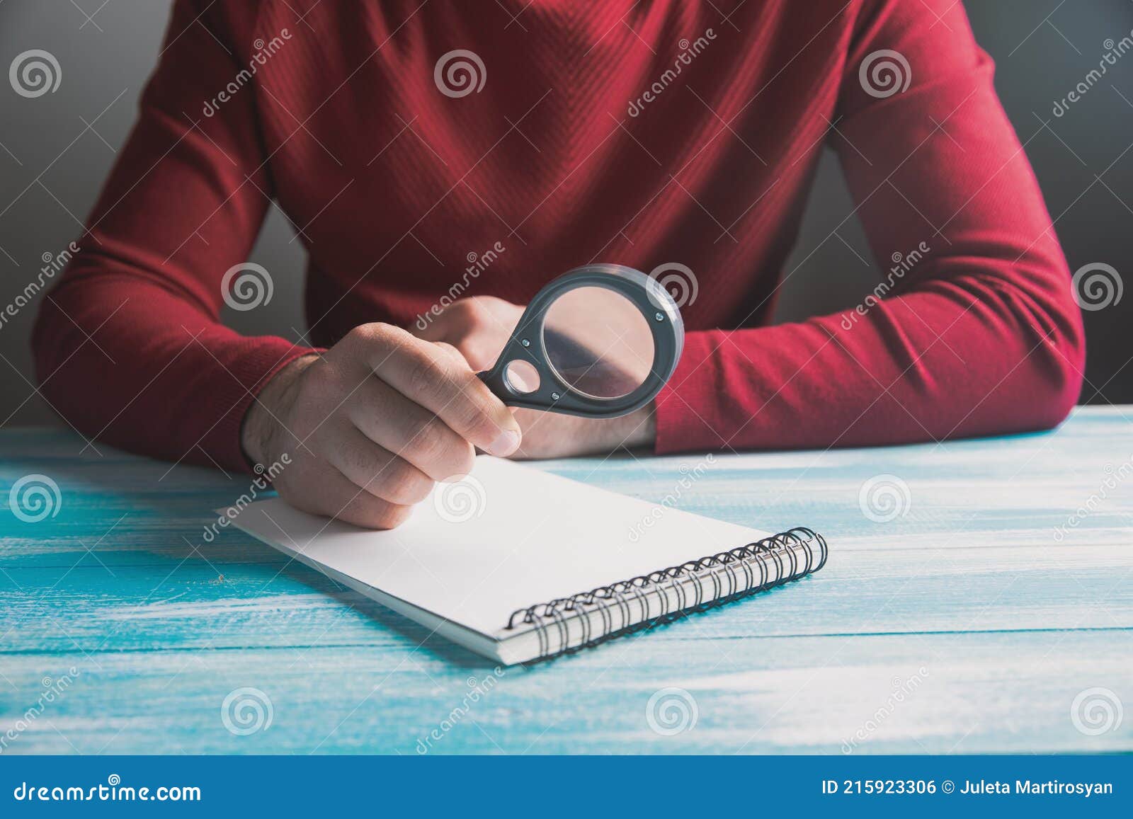 Magnifying Glass Looking at Notebook Stock Photo - Image of sight ...
