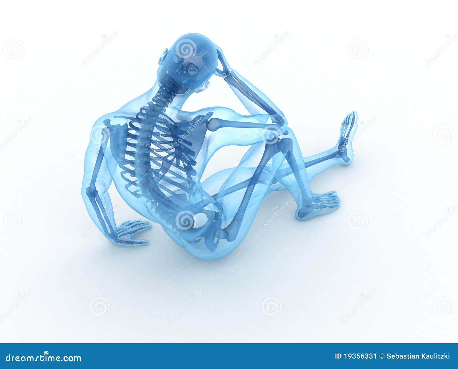 Sitting Male with Visible Bones Stock Illustration - Illustration of ...