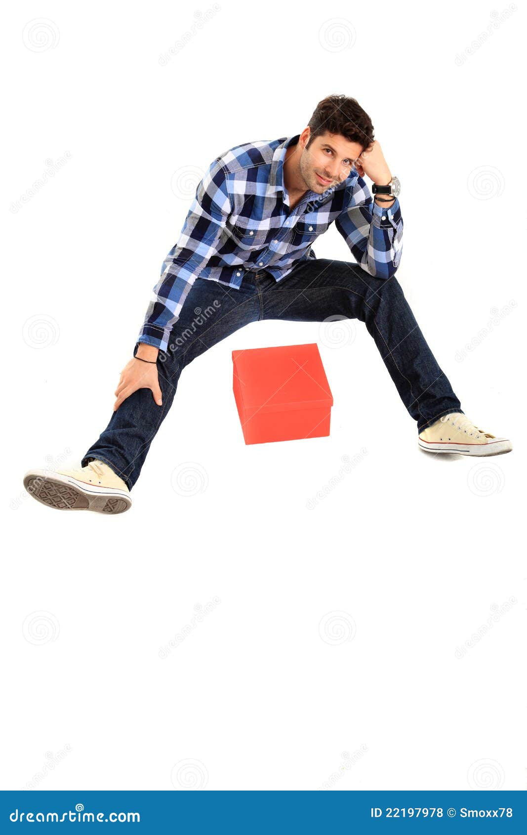 Sitting man with a box stock photo. Image of style, casual - 22197978