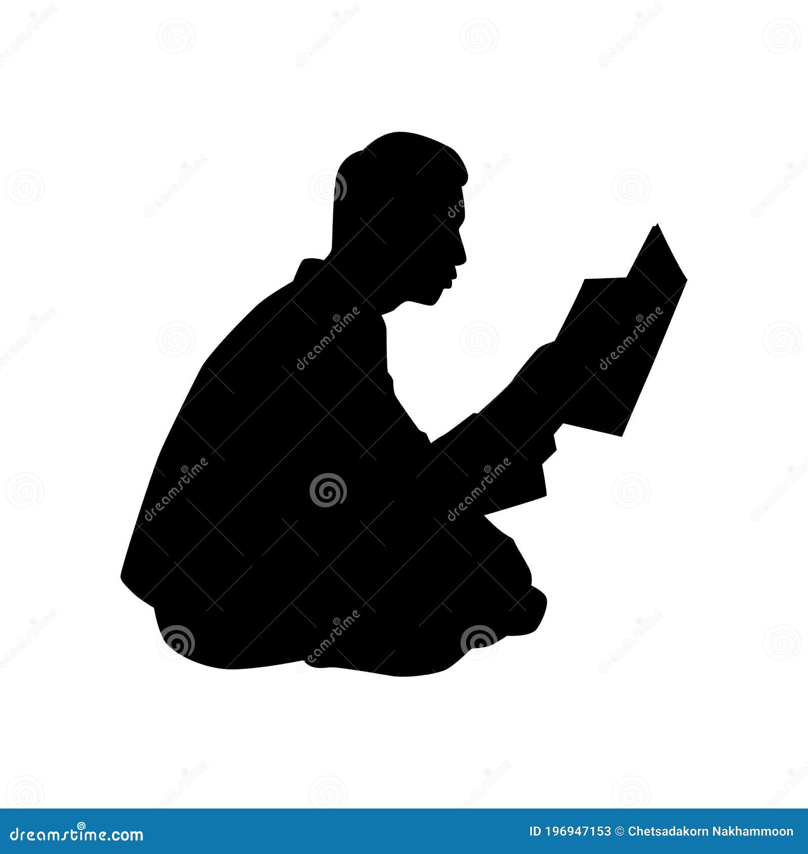 Sitting Man Read A Book Silhouette Vector Stock Vector Illustration