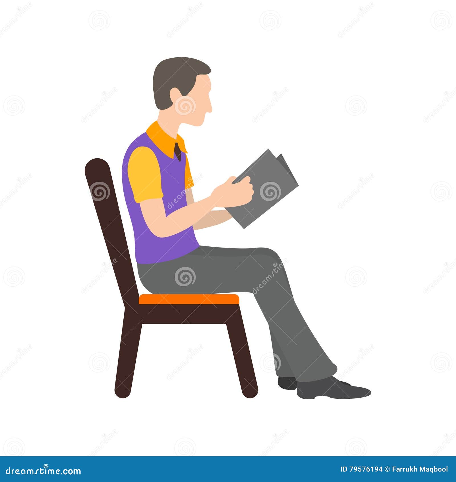 Sitting Man Reading stock vector. Illustration of students - 79576194