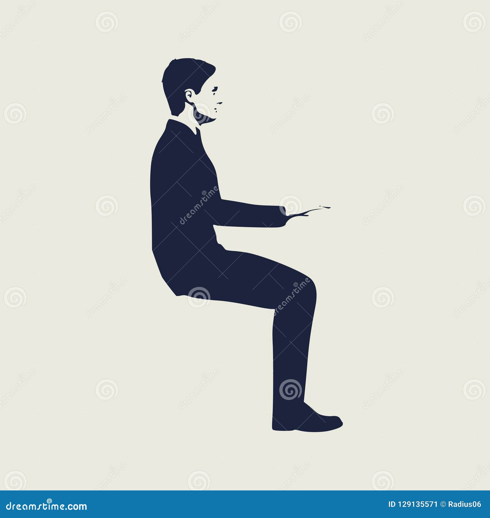 Sitting man silhouette stock vector. Illustration of computer - 129135571